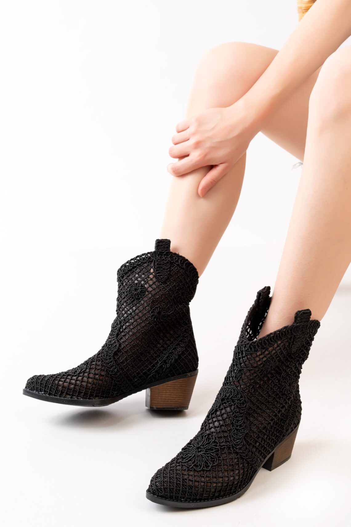 Bohemian Cowboy Textile Lace Fabric Western Cowboy Short Summer Boots ...